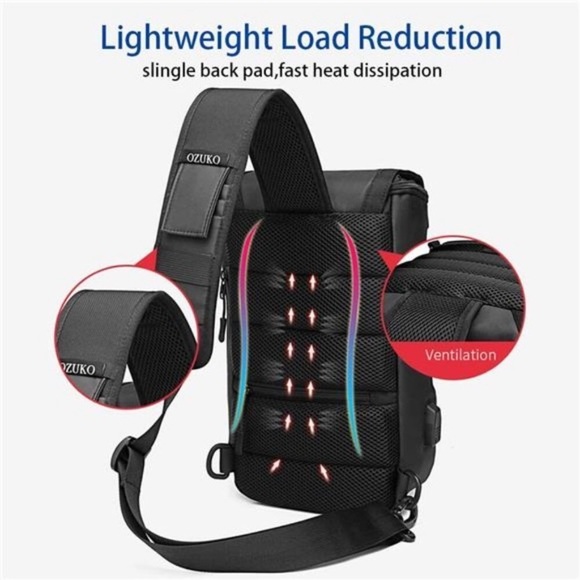 Bags | Sling Bag Chest Shoulder Backpack Black | Poshmark